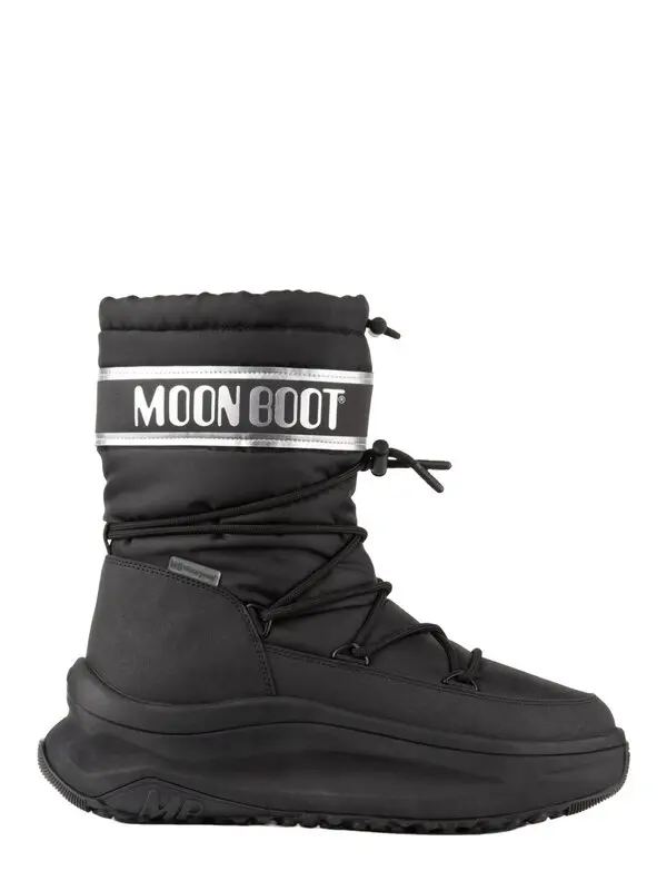 Moon Boot Lace-up Platform Snow Boots - Black/silver