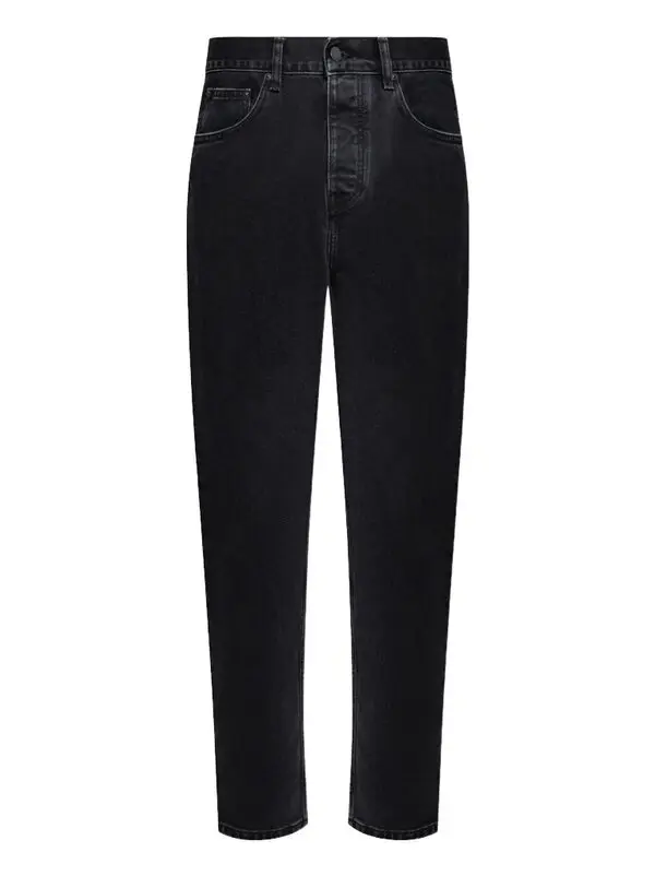Carhartt Work In Progress Newel Logo-patch Straight-leg Jeans - Black
