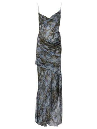 Christopher Esber Snake-print Draped Silk Maxi Dress - Gray