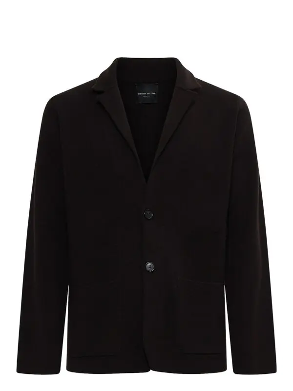 ROBERTO COLLINA Long Sleeved Knitted Blazer - Black