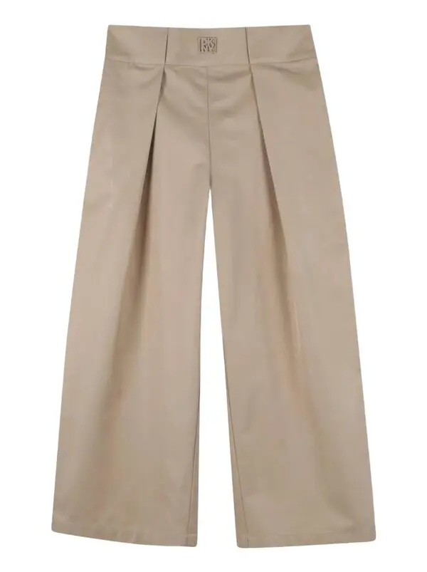 Dkny Tailored Wide-leg Trousers With Side Pockets - Beige