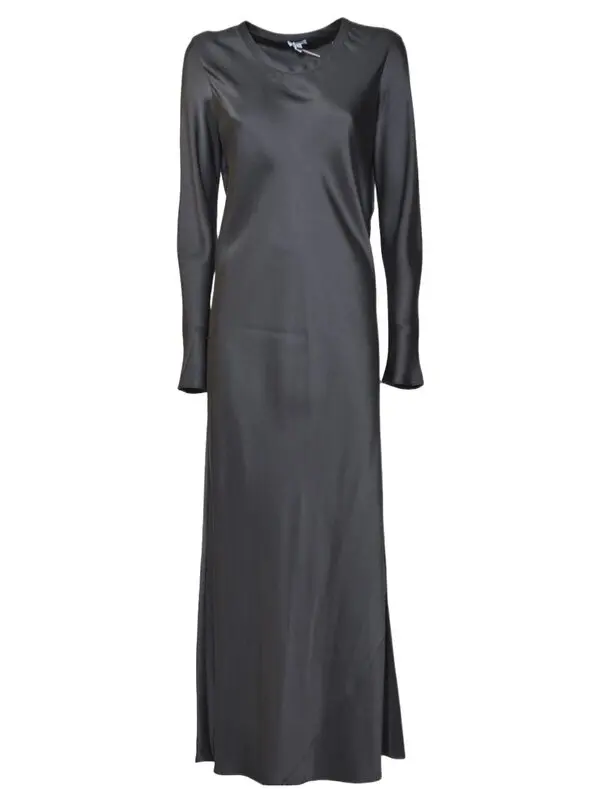 Aspesi Long-sleeved Satin Maxi Dress - Black
