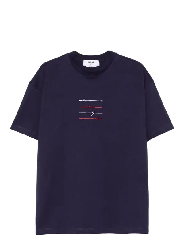 MSGM Logo-embroidered Jersey T-shirt - Black