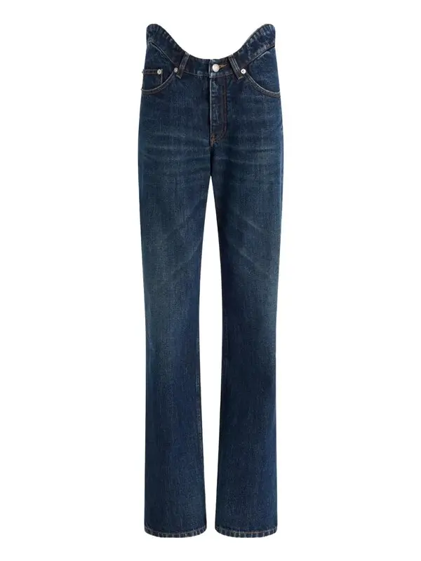 JEAN PAUL GAULTIER Curved Waistband Straight Leg Jeans - Indigo