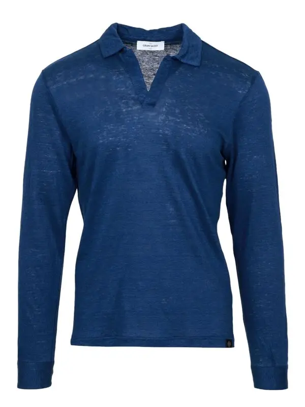 GRAN SASSO Long Sleeve V-neck T-shirt - Blue