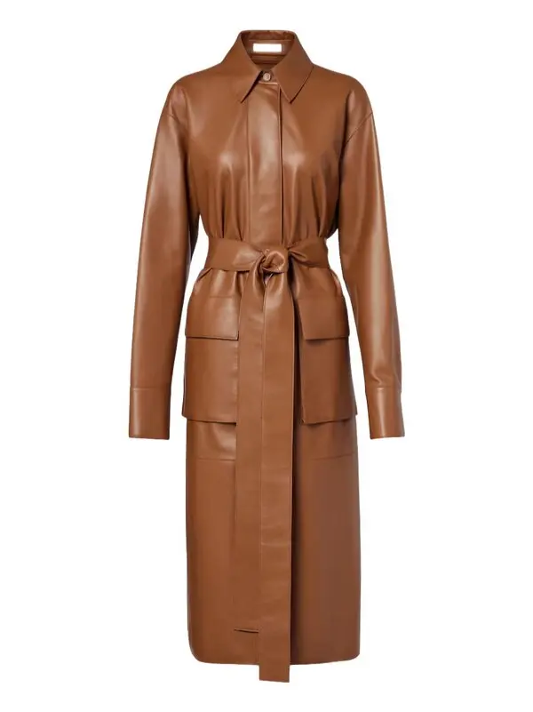 JOSEPH Okabe Leather Coat - Brown