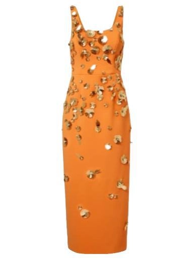 Carolina Herrera Floral Appliqué Gown - Orange