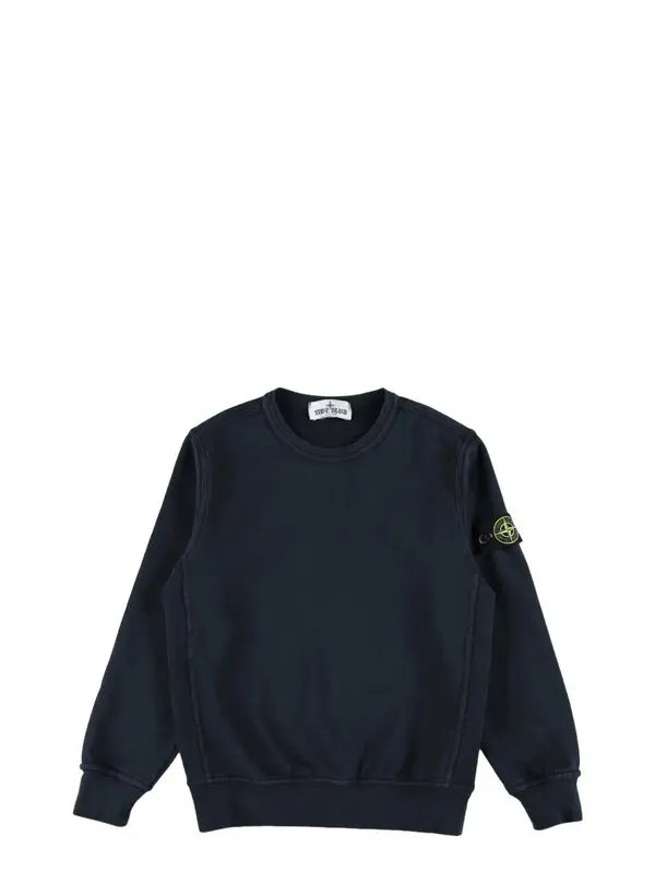 Stone Island Crew Neck Sweatshirt With Gathered Details - Blue