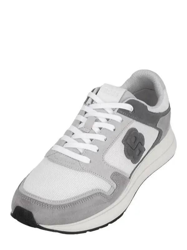 Hugo Boss Lace-up Sneakers With Perforated Details - Gray