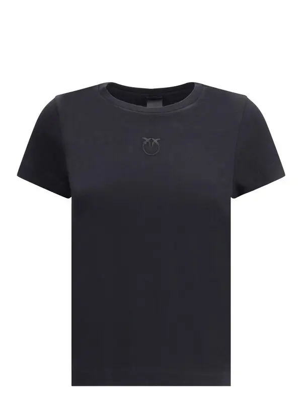 Pinko Logo Embroidered Crewneck T-shirt - Black