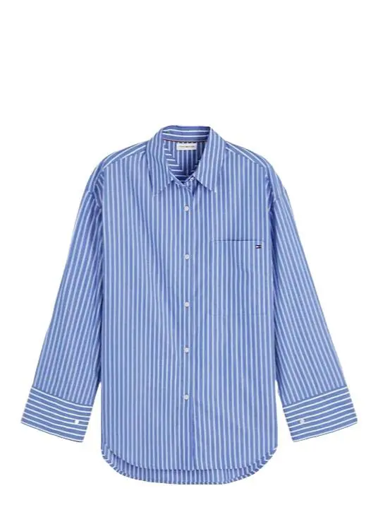 Tommy Hilfiger Striped Cotton Shirt - Stacked / Verona Blue