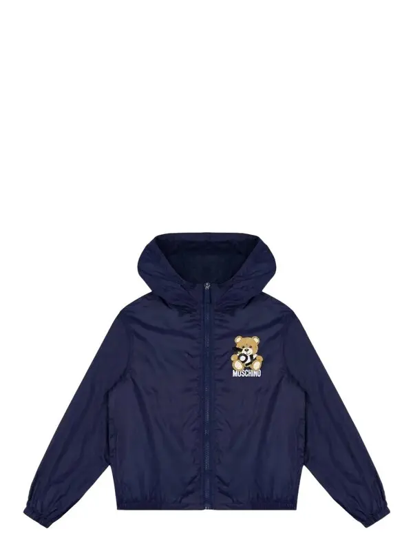 Moschino Teddy Bear Print Zip Up Jacket - Blue