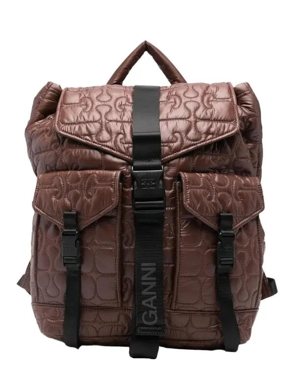GANNI Quilted Backpack - Tan