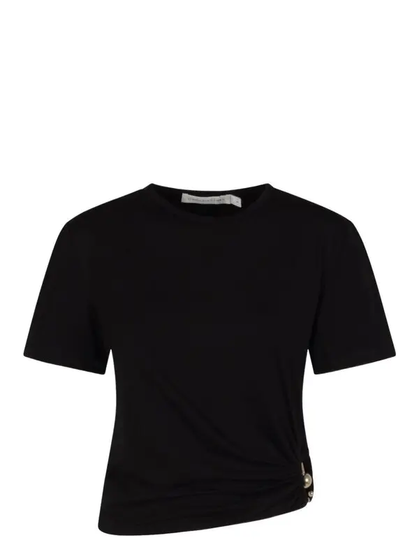 Christopher Esber Jersey T-shirt With Irregular Hem And Graphic Hardware - Black