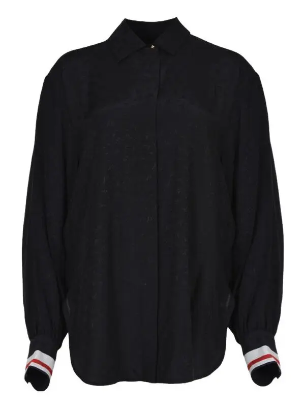 Pinko Long Sleeve Shirt With Striped Cuffs - Black