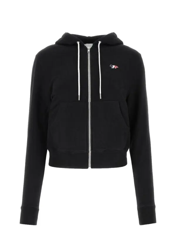 Maison Kitsuné Embroidered Fox Zip-up Hoodie - Black