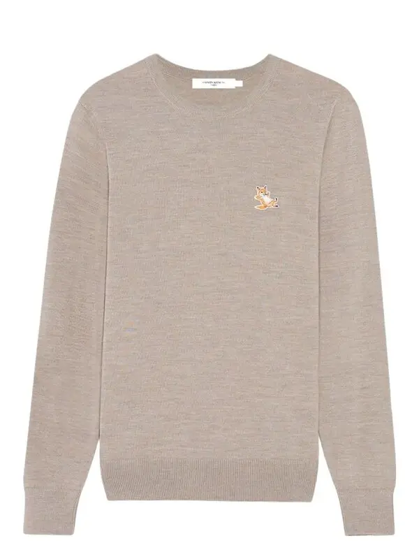 Maison Kitsuné Dressed Fox Patch Relaxed Jumper - Light Brown