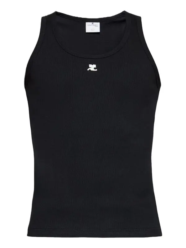 COURREGES Sleeveless Crew Neck Vest - Black