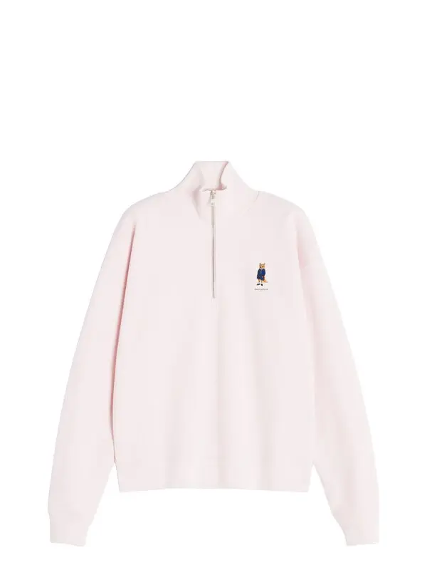 Maison Kitsuné Dressed Fox Half Zip Sweatshirt - Pale Rose