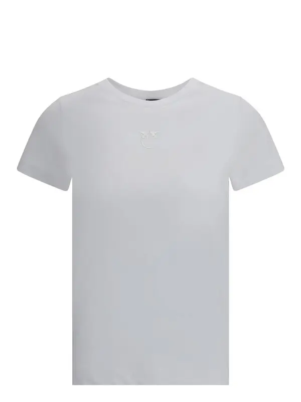 Pinko Logo Embroidered Crewneck T-shirt - Gray
