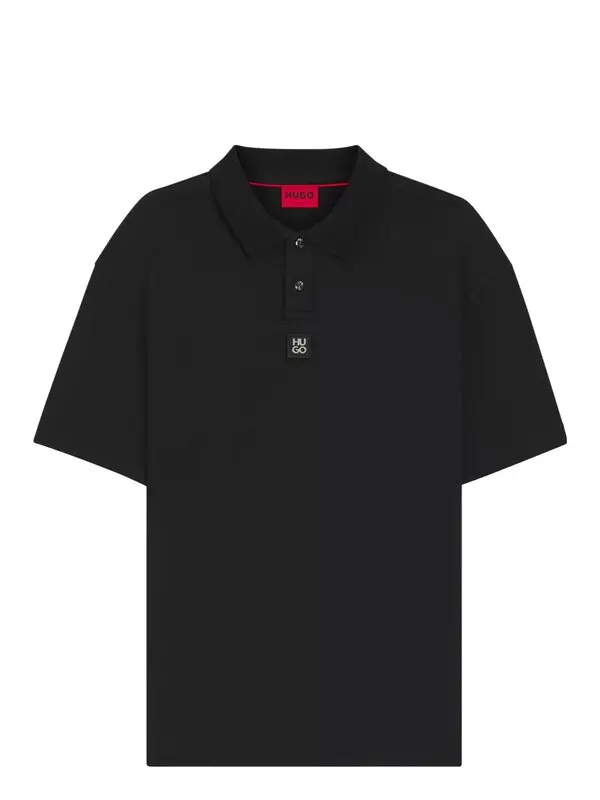 Hugo Boss Logo Patch Cotton Polo Shirt - Black