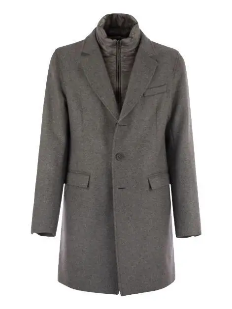 Herno Buttoned High Neck Long-sleeved Coat - Black