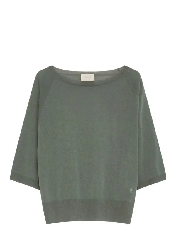 Marella Round Neck Short Sleeve Knitwear - Gray