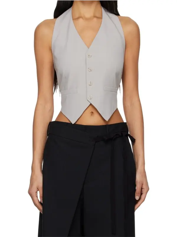 MAISON MARGIELA Wool Blend V-neck Vest - Light Gray
