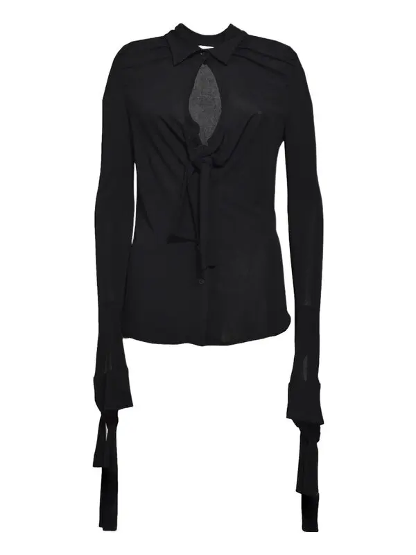 MSGM Draped Cut-out Detailed Shirt - Black