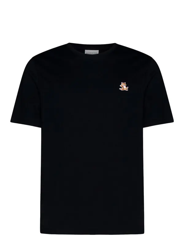 Maison Kitsuné Chillax Fox Patch Crewneck T-shirt - Black