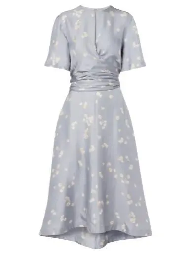 Altuzarra Kirsty Floral Draped Silk Midi Dress - Gray