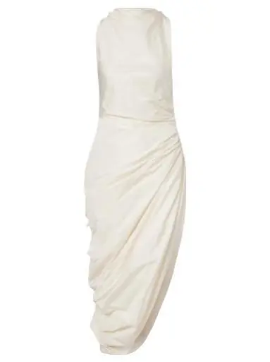 Altuzarra Dora Asymmetrical Ruched Midi Dress - White