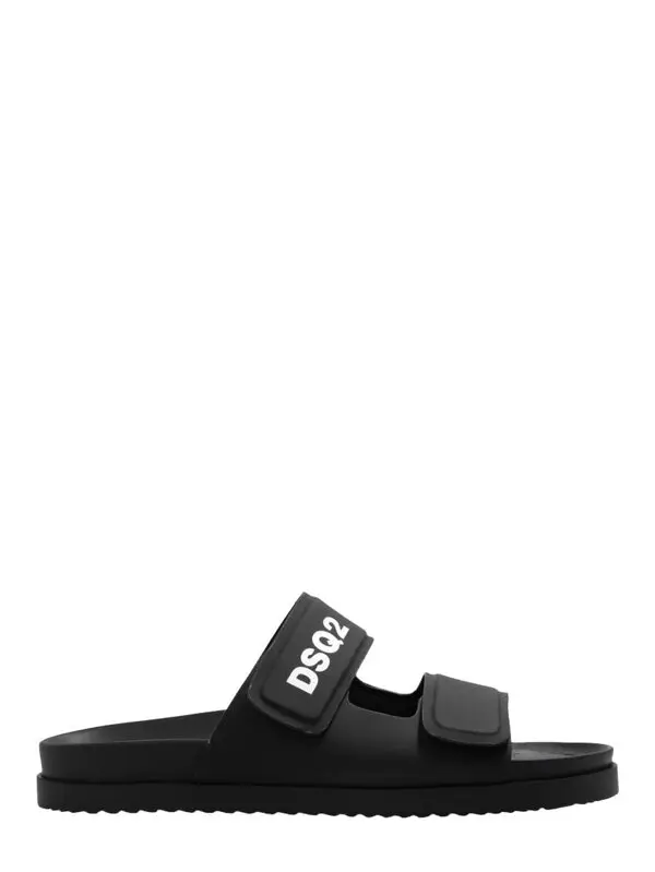 Dsquared2 Logo Print Open Toe Sandals - Black