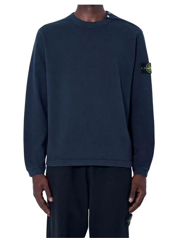 Stone Island Crewneck Sweatshirt With Sleeve Logo Patch - Black