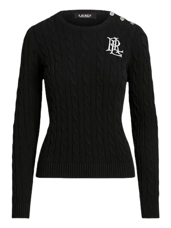 Ralph Lauren Embroidered Cable Knit Jumper - Black