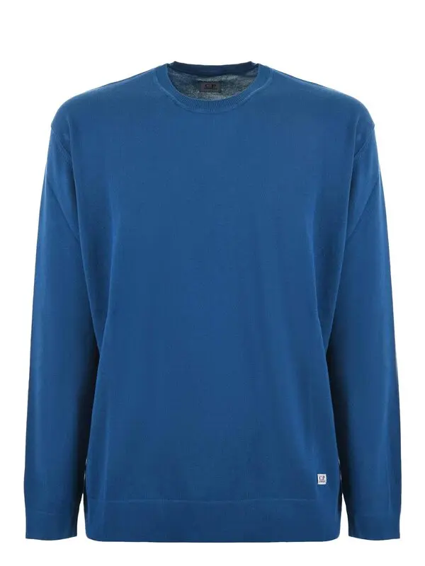 C.P. COMPANY Round Collar Long Sleeve Sweater - Blue
