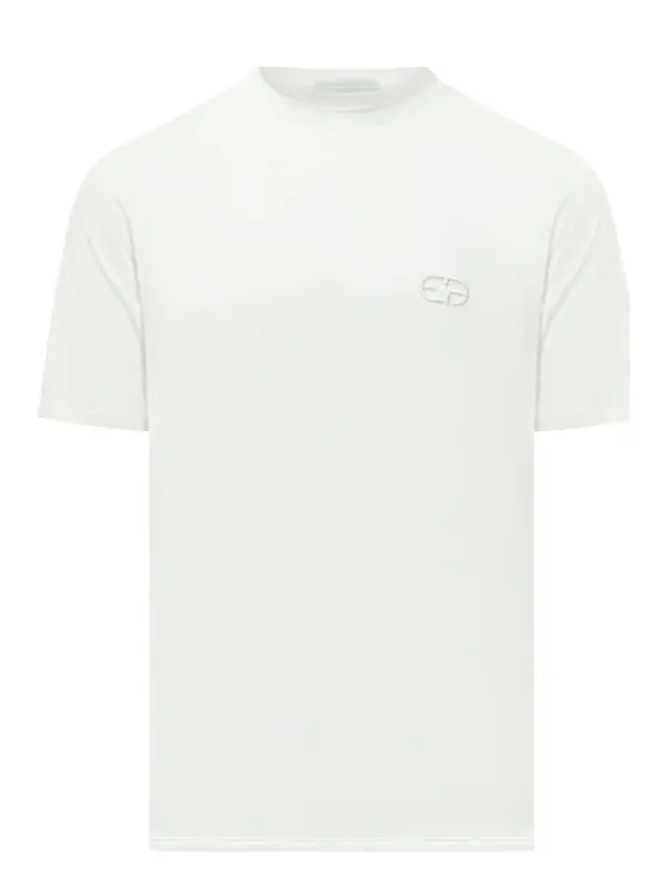 Emporio Armani Logo Embroidered Crewneck T-shirt - White