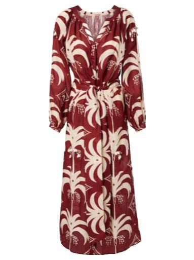 Johanna Ortiz Printed Linen Maxi Dress - Red