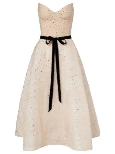 Monique Lhuillier Embellished Cocktail Dress - Nude