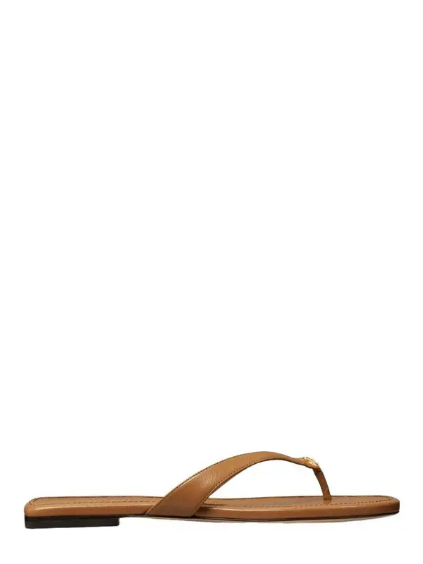 Tory Burch Logo Plaque Thong Sandals - Brown
