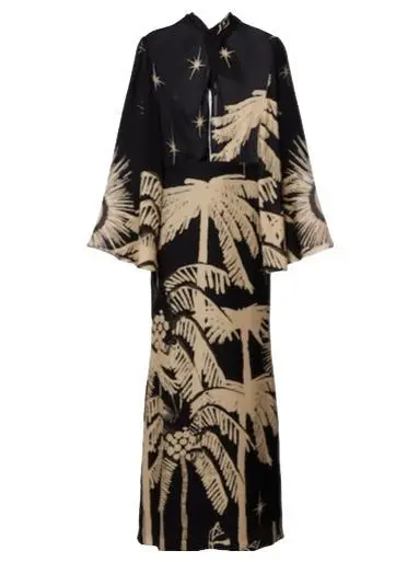 Johanna Ortiz Printed Silk Maxi Dress - Black