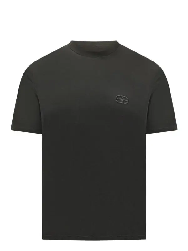Emporio Armani Logo Embroidered Crewneck T-shirt - Black