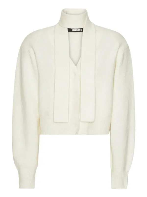 ROTATE BY BIRGER CHRISTENSEN Scarf-neck Buttoned Cardigan - White