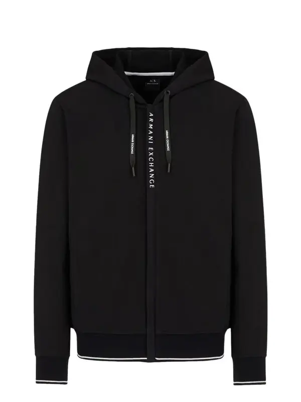 Armani Exchange Logo-print Zip-up Hoodie - Black