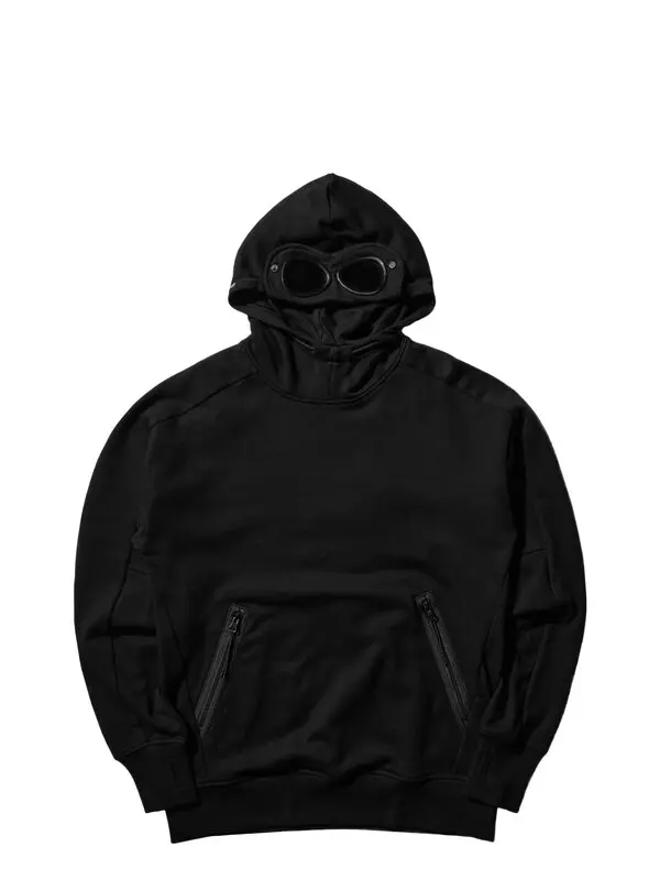 C.P. COMPANY Goggle Detail Cotton Hoodie - Black