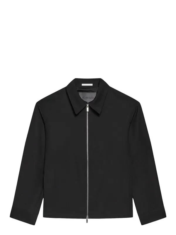 Helmut Lang Zip Up Shirt Jacket With Metal Logo Buttons - Black