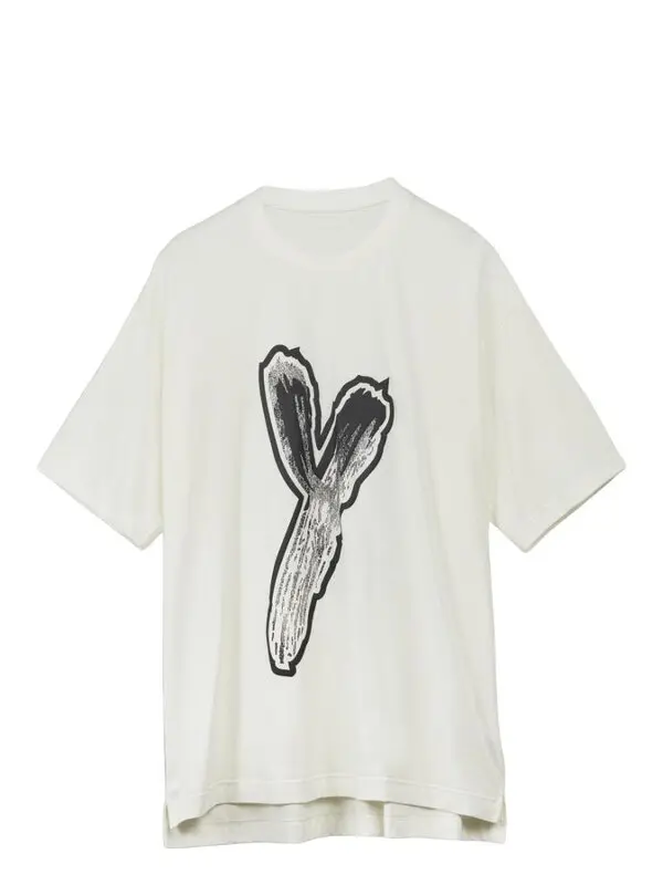 Y3 Graphic Logo-print Crew Neck T-shirt - White