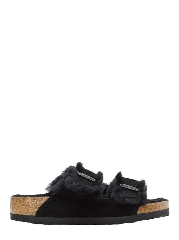 BIRKENSTOCK Arizona Shearling Buckled Sandals - Black