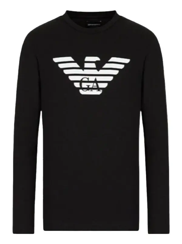 Emporio Armani Logo Printed Crewneck T-shirt - Black