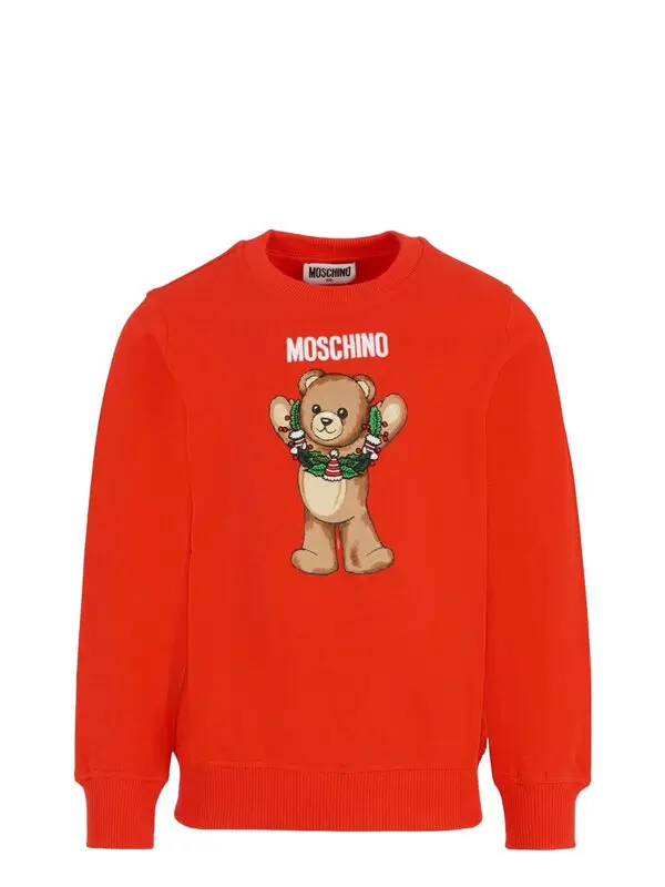 Moschino Bear Motif Crewneck Sweatshirt - Red